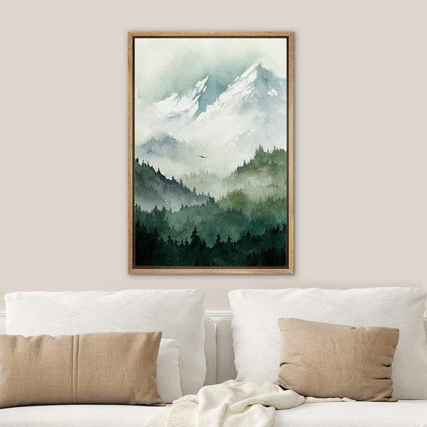 IDEA4WALL Woodland Forest Landscape Green Mountain Nature Scene Modern Decor Large Frame Canvas ...